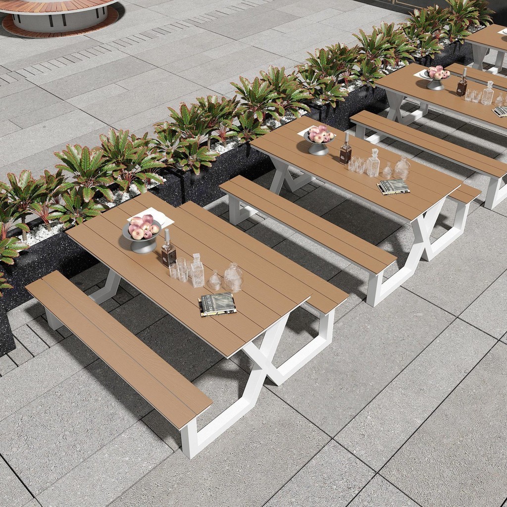 ST-ΨModern Outdoor One-Piece Park Table and Chair Combination Garden ...