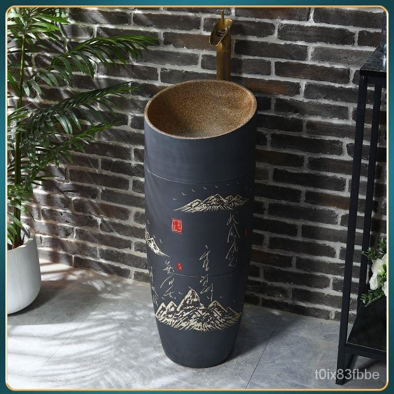 HY-6/Ceramic Integrated Pedestal Basin Pedestal Washbasin Sink Art ...