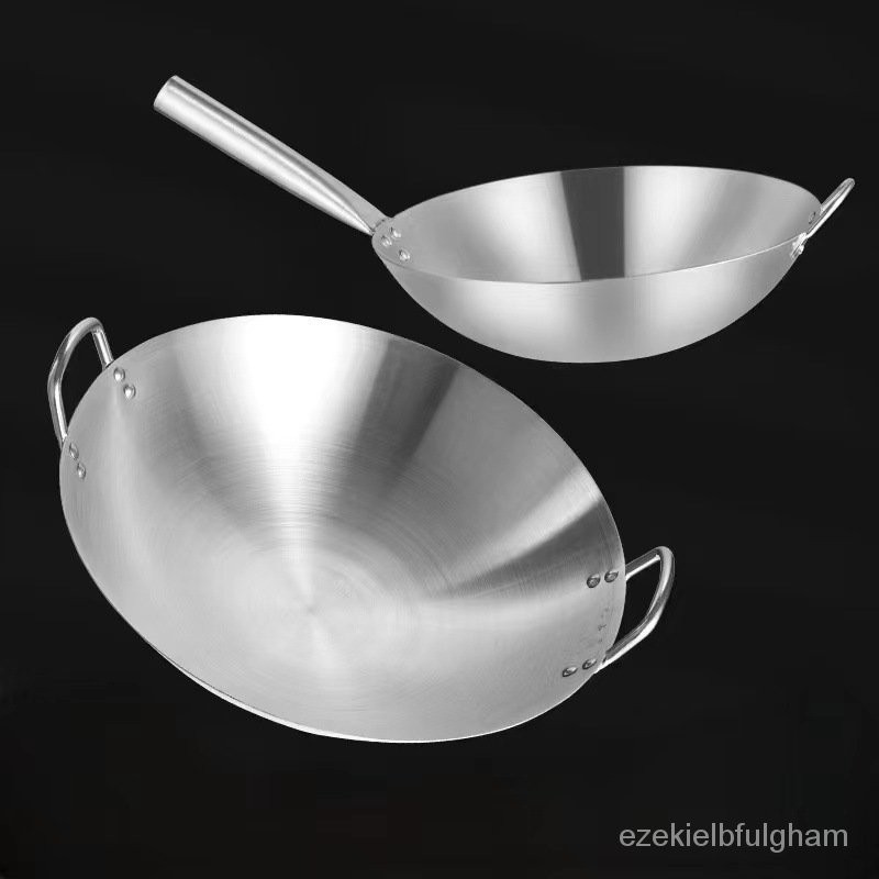 Get gifts/HY-6/Stainless Steel Wok Double-Ear round Bottom Single ...