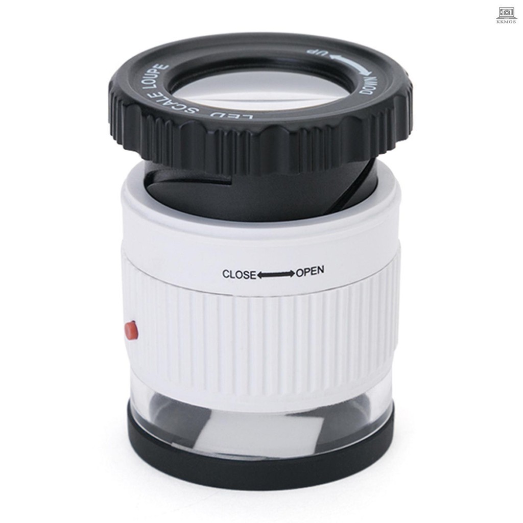 LED Scale Loupe 30X Adjustable Magnification Magnifier Metal Cylinder ...