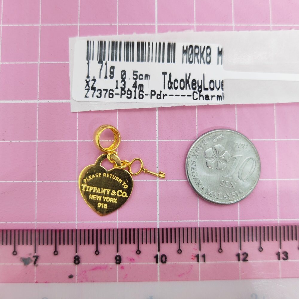 Emas916, Loket Pdr Charm Key T& Co Tfyn Brd 1.5cm Pd 7376 P407 0.50 ...