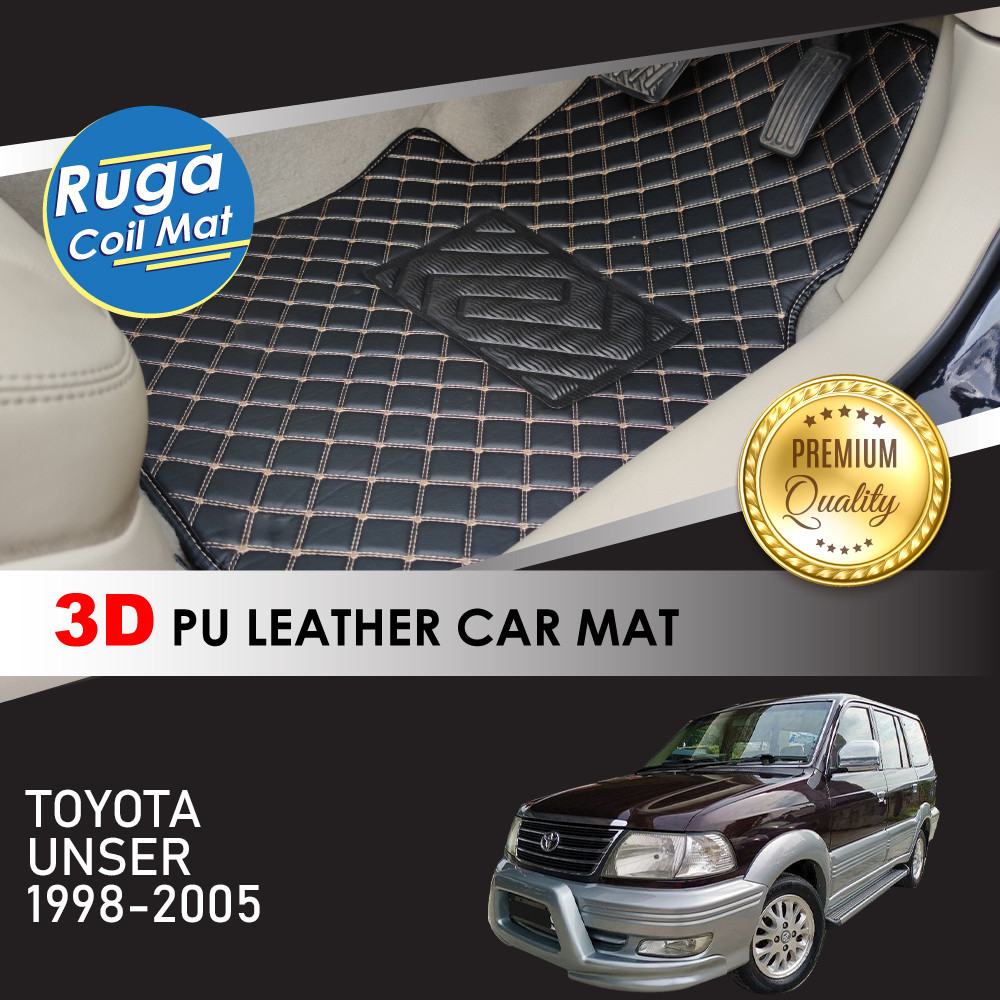 TOYOTA UNSER 7 SEATER ( 1998 - 2005 ) 3D PU Leather Car Carpet Karpet ...