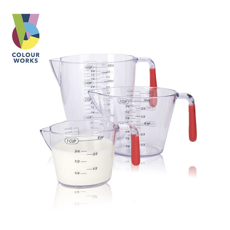 Colourworks 3 Piece Red Acrylic Measuring Jug Set | Shopee Malaysia