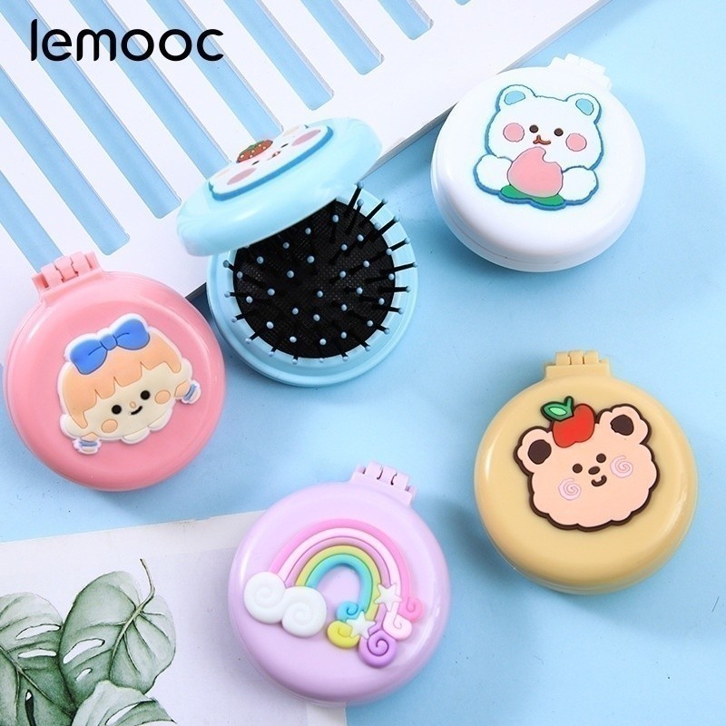 Mini Pocket Mirror with comb Round Mirror Cute Design Vanity Mirror ...