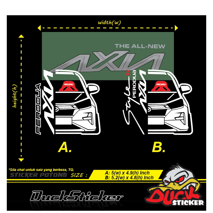 PERODUA ALL NEW AXIA FRONT STICKER 1PCS #cuttingsticker #perodua #axia ...