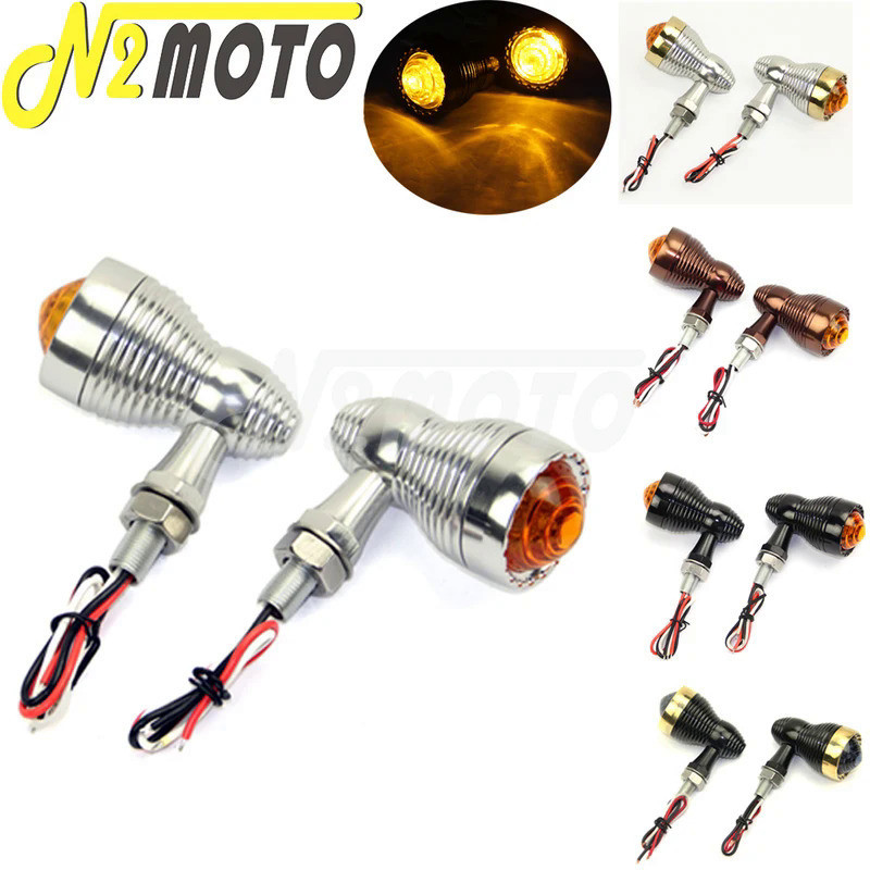Universal Motorcycle Vintage Turn Signals Indicators Blinker Flashing ...