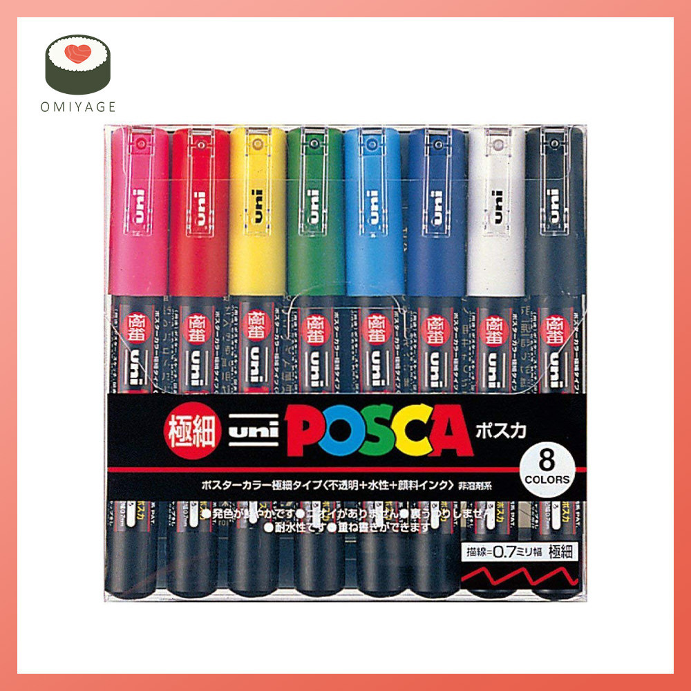 Uni-Ball POSCA Marker/Sign Pen Extra Fine 8 Color Set PC-1M 8C st529 ...