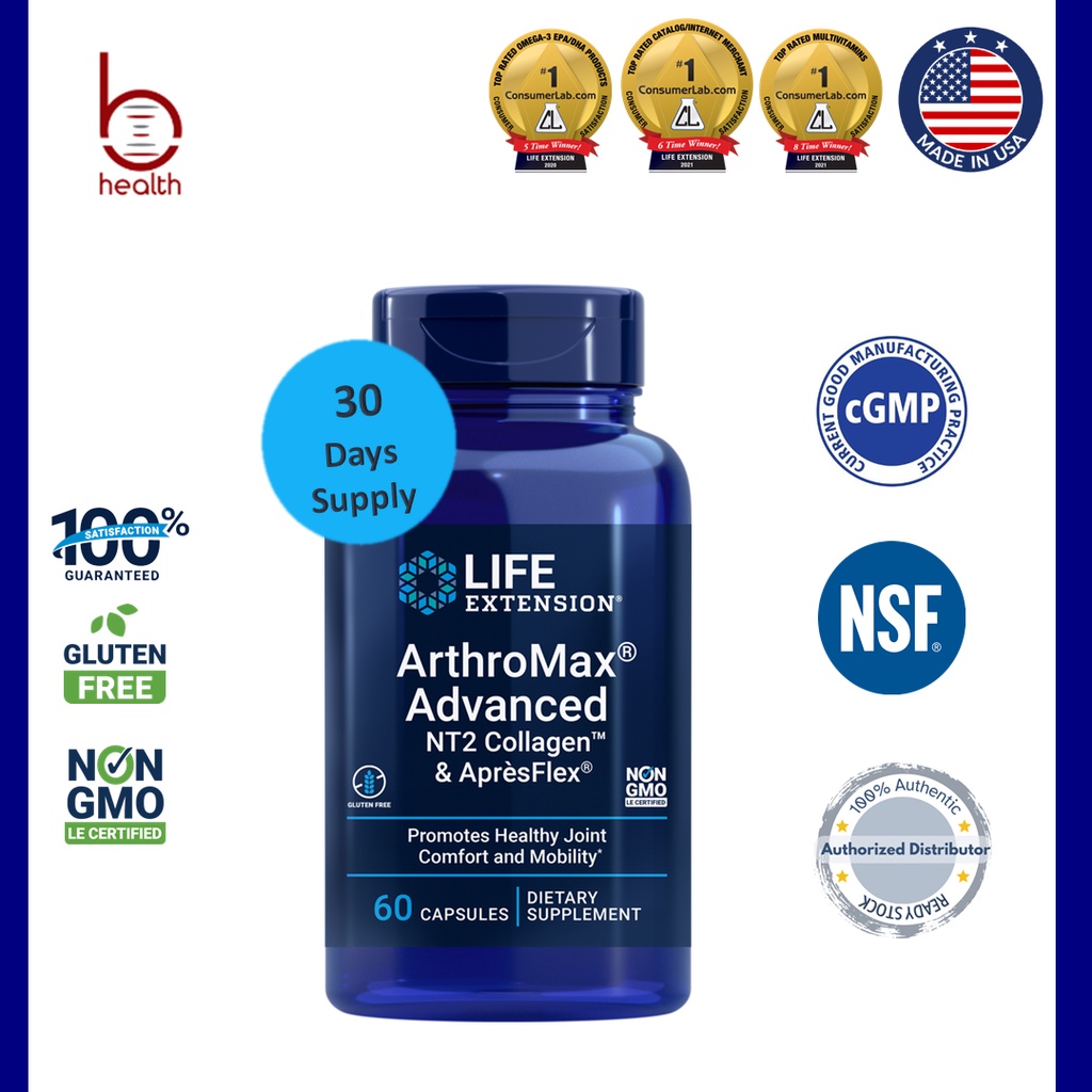 [Life Extension] ArthroMax® Advanced with NT2 Collagen & ApresFlex, EXP:10/26, Joint Comfort, 60 ...