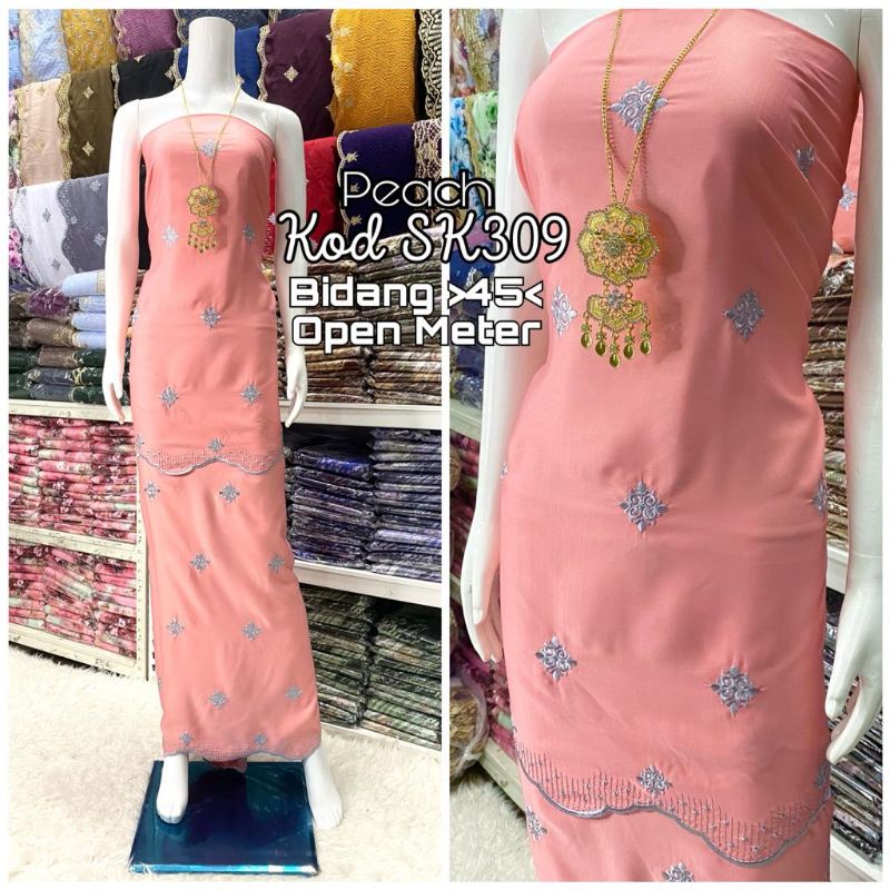 KAIN PASANG BIDANG 45" OPEN METER - SB LINE SULAM TENUN BUNGA TABUR ...