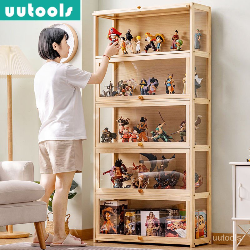 Solid Wood Model Display Cabinet Lego Acrylic Display Shelves Stand Non ...