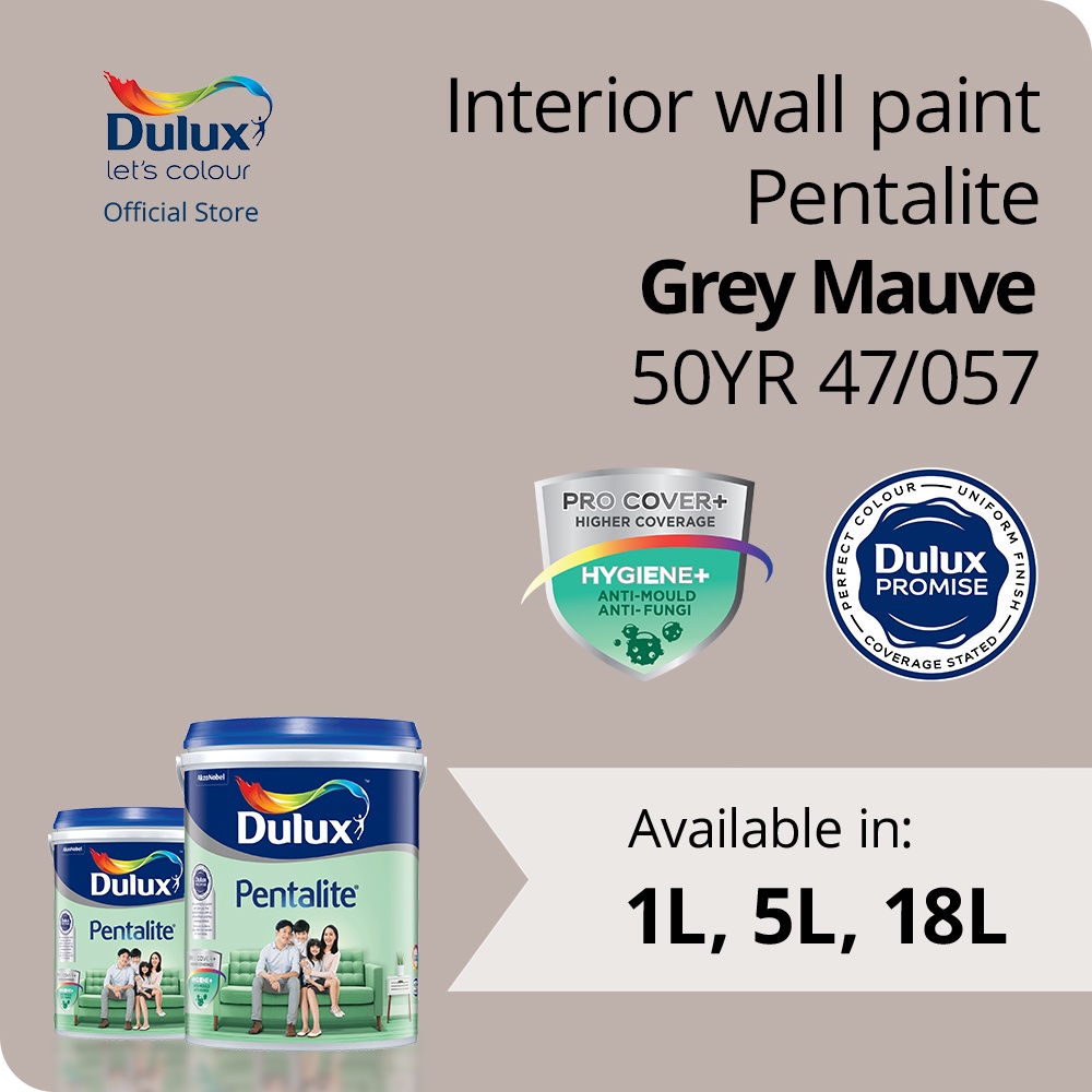 Dulux Pentalite Interior Wall Paint - Grey Mauve 50YR 47/057 | Shopee ...