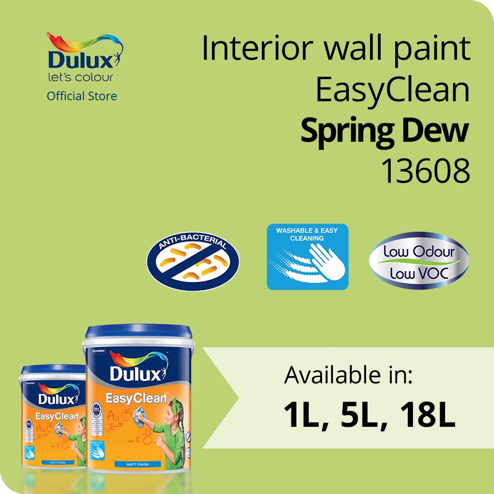 Dulux EasyClean Interior Wall Paint - Spring Dew 13608 | Shopee Malaysia