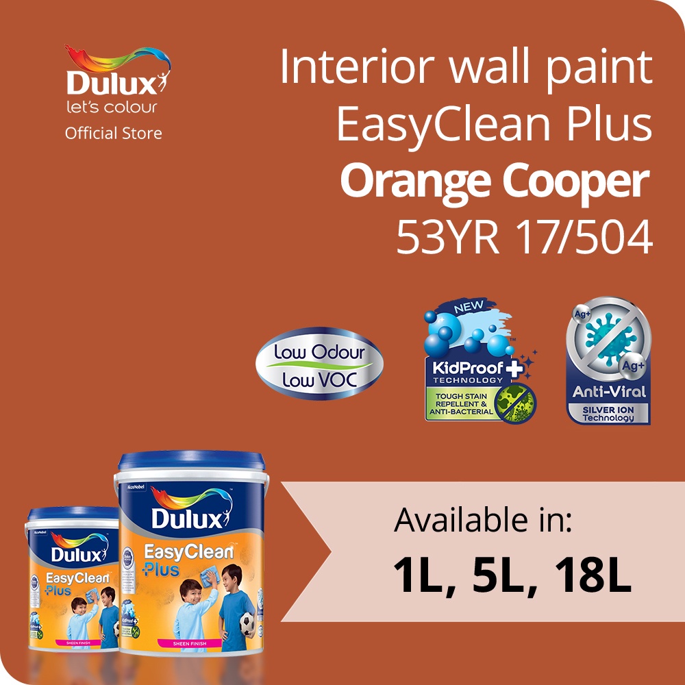 Dulux EasyClean Plus Interior Wall Paint - Orange Cooper 53YR 17/504 ...