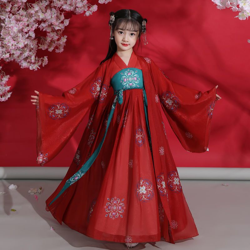 Girls Hanfu Summer Thin Style Wide-Sleeved Super Fairy Princess Skirt ...