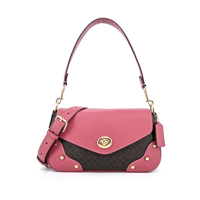 Coach Millie Shoulder Bag In Colorblock Signature Canvas - Brown/Pink ...