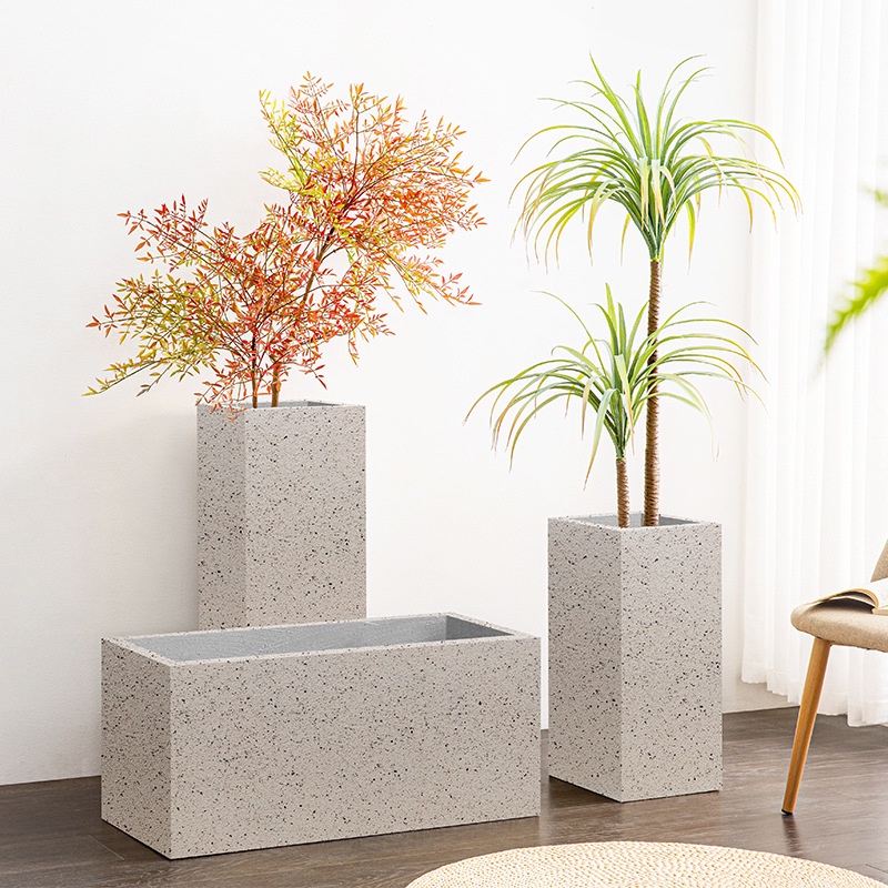 HY& Cement Flowerpot Rectangular Planting Box Flower Box Outdoor ...