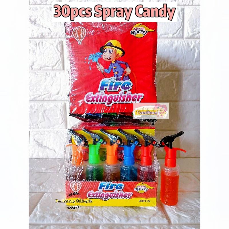 30pcs KHY Fire Extinguisher design Spray Candy Gula air fruits flavour ...