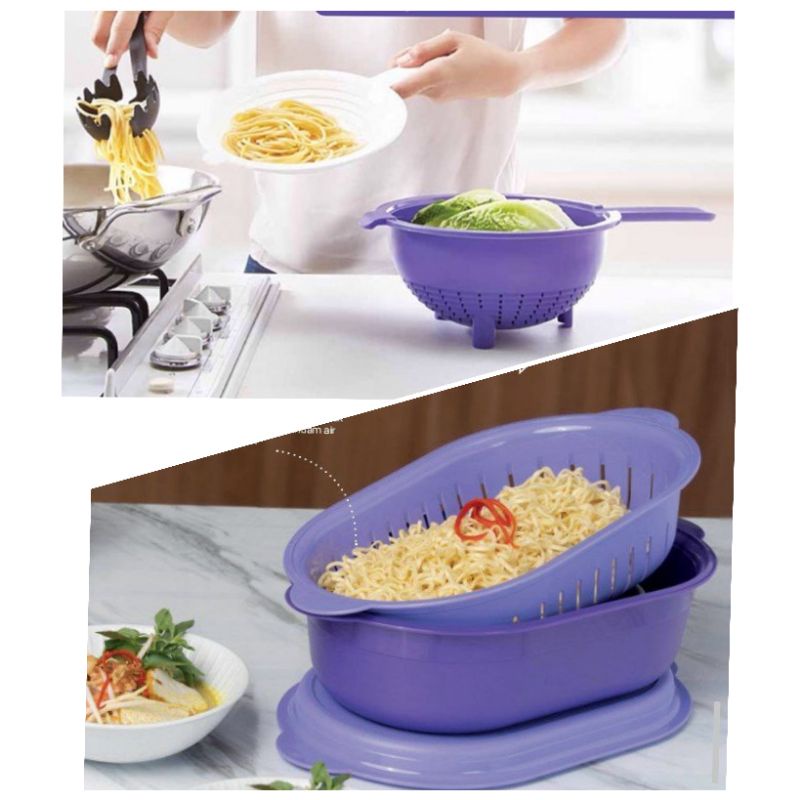 Tupperware Double Colander / Oval Server With Colander | Shopee Malaysia