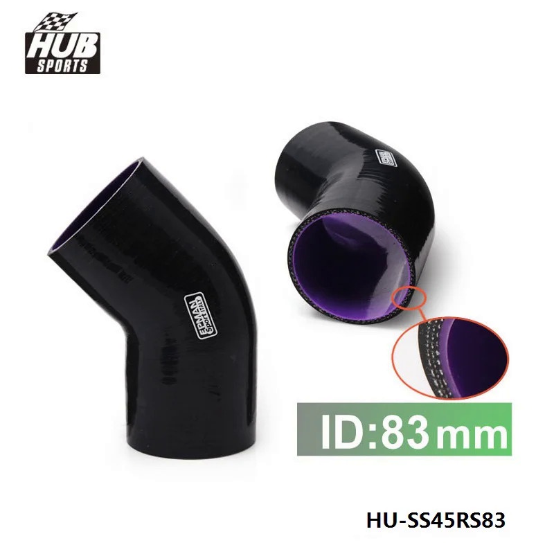 Black 45 Degree Silicone/Silicon Hose Elbow Bend - Rubber/Coolant ...
