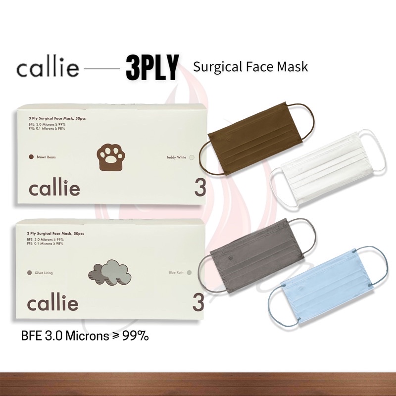 CALLIE 50Pcs 3 PLY Premium Surgical Grade Adult Ear Loop Face Mask ...