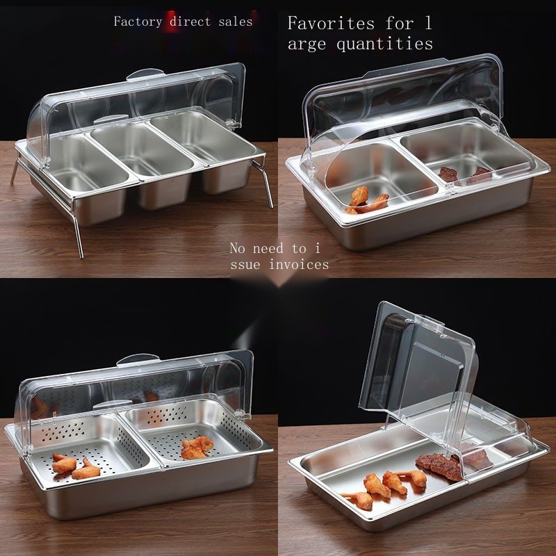 Cake braised vegetable food box stainless steel tray cover transparent ...