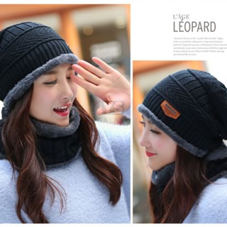 2pc (Beanie + Scarf) Woolen Knitted Hiking Warm Earmuff Mafla Winter ...