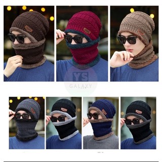 2pc (Beanie + Scarf) Woolen Knitted Hiking Warm Earmuff Mafla Winter ...