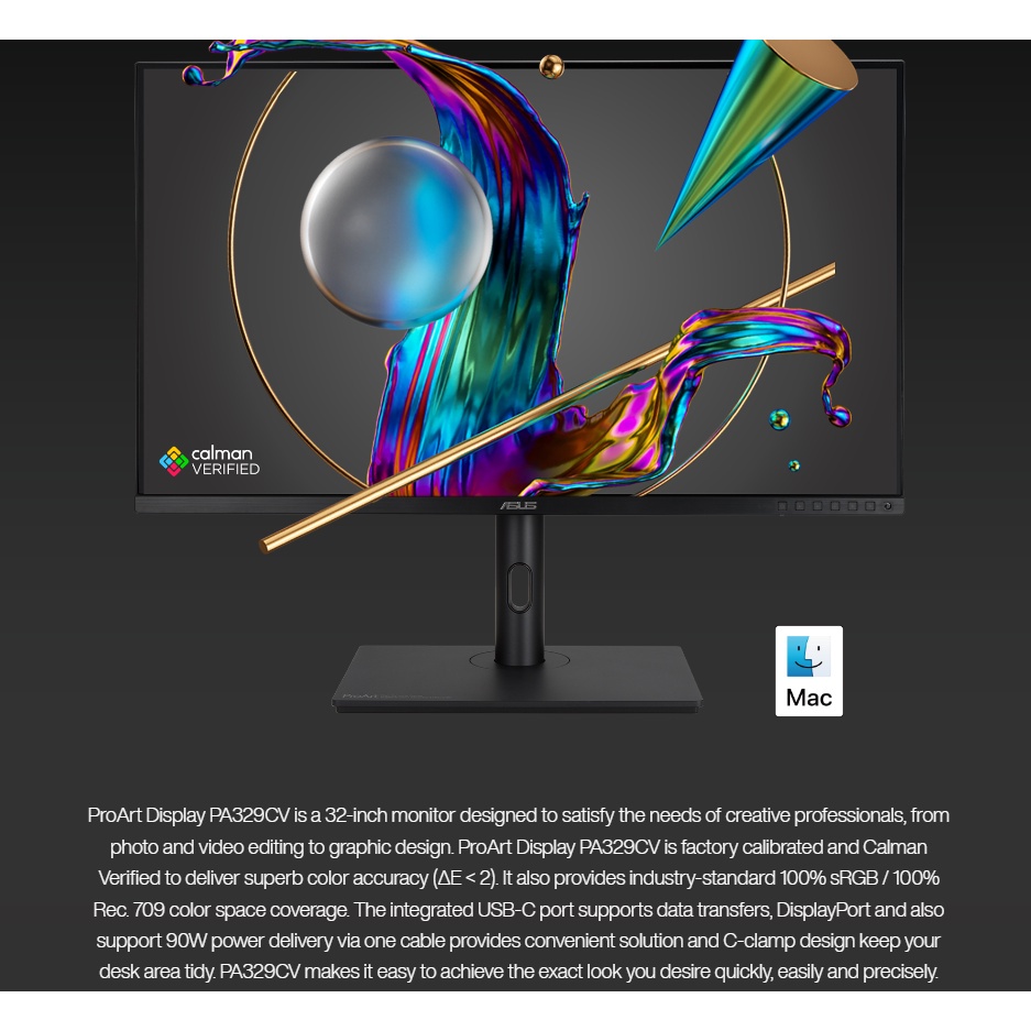 ASUS 32 Inch ProArt Display PA329CV 4K UHD(3840 x 2160) ,IPS ,60Hz ,100 ...