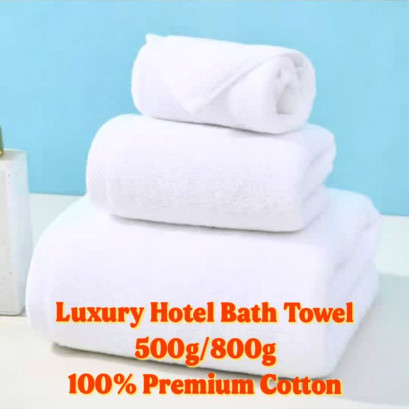 500g/800g Luxury Hotel Bath Towel/ Tuala Mandi Hotel Putih (100% ...