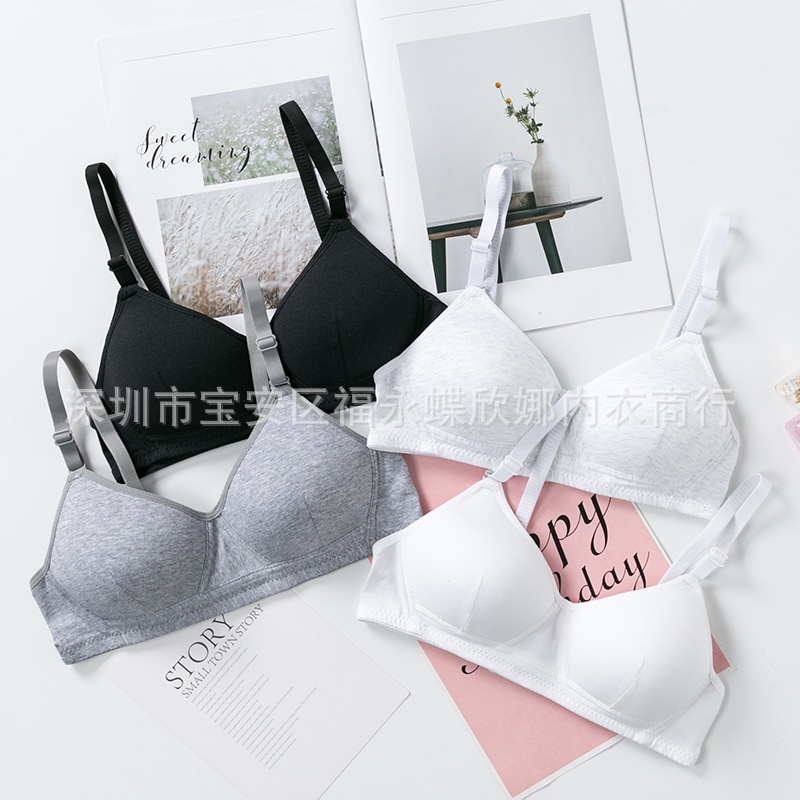 KY/6 Girl's Bra Pure Cotton Thin Bra Wireless Teenage Girl Puberty ...