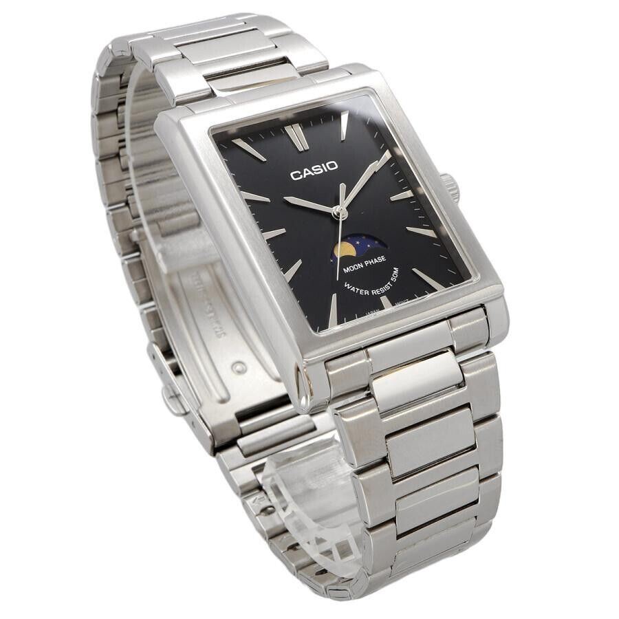 Casio MTP-M105D-1A Black Analog Moon Phase Rectangle Men's Casual Dress ...