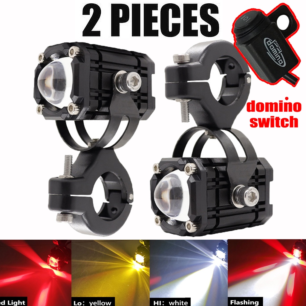 1 Pair Motorcycle LED Lights High/Low White Yellow Red DRL + Strobe ...