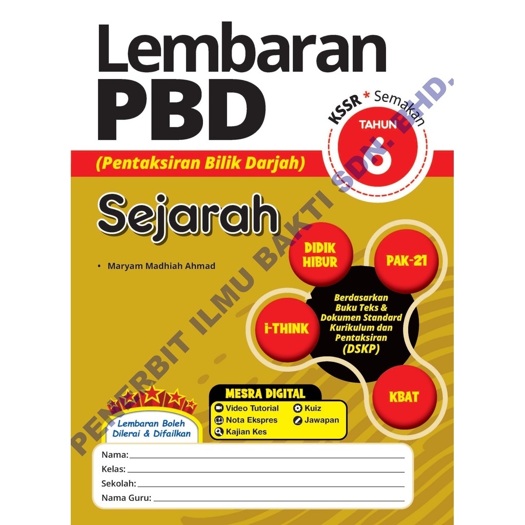 Ilmu Bakti 2024: Lembaran PBD: Sejarah Tahun 6 9786294731356 | Shopee Malaysia