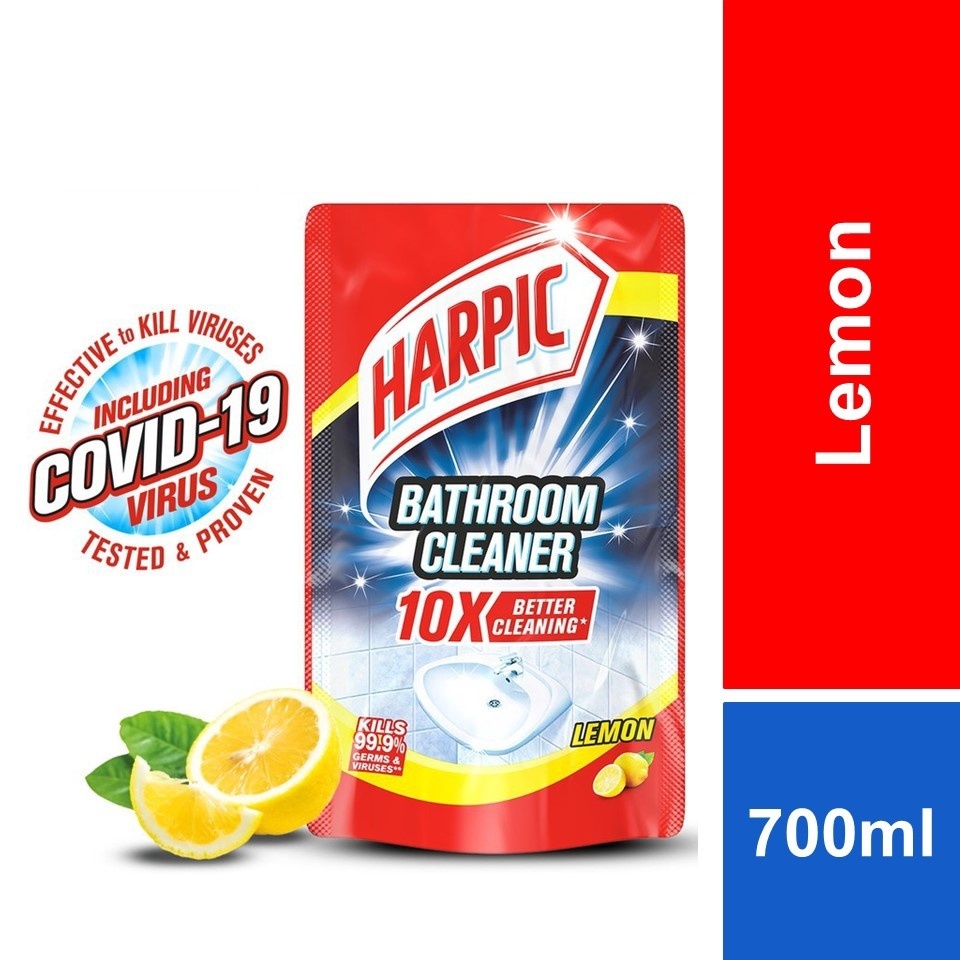 Harpic Disinfectant Bathroom Cleaner Lemon Pouch (700ml) | Shopee Malaysia