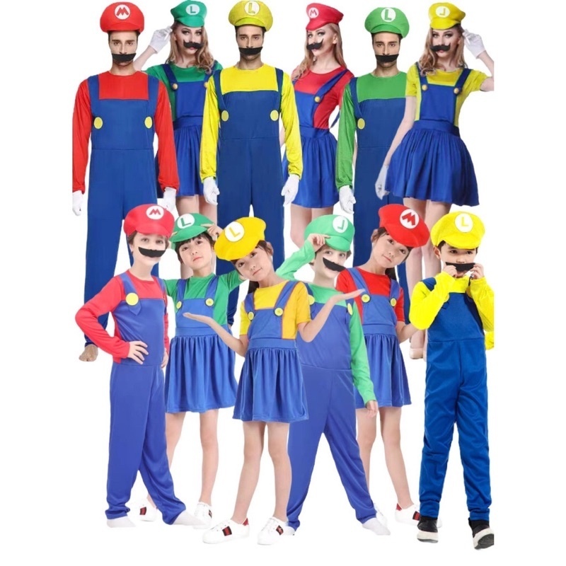 🇲🇾 Super Mario Kids Costumes Super Mario Clothes adults kid pakaian ...