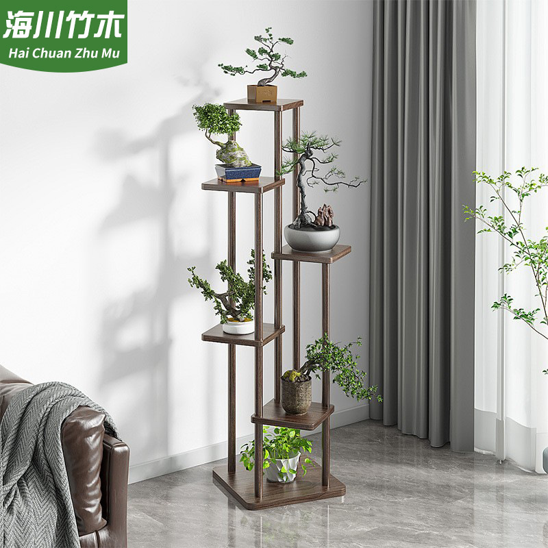 Indoor Flower Shelf Home Living Room Floor-Standing Balcony Shelf Solid ...