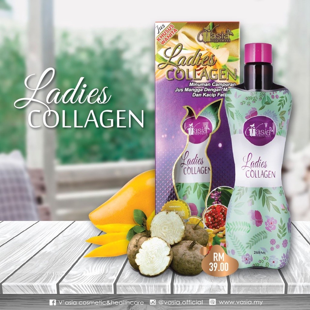 🍀V'Asia Jus Ladies Collagen 260ML ( BOTOL) & 13sachet X 20ml (KOTAK ...