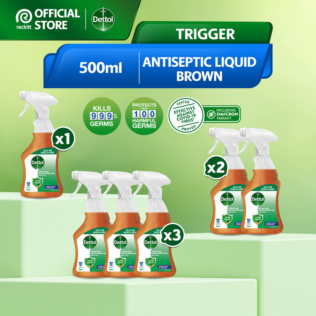 Dettol Antiseptic Brown Liquid Trigger 500ml / 500ml x2 / 500ml x 3 | Shopee Malaysia