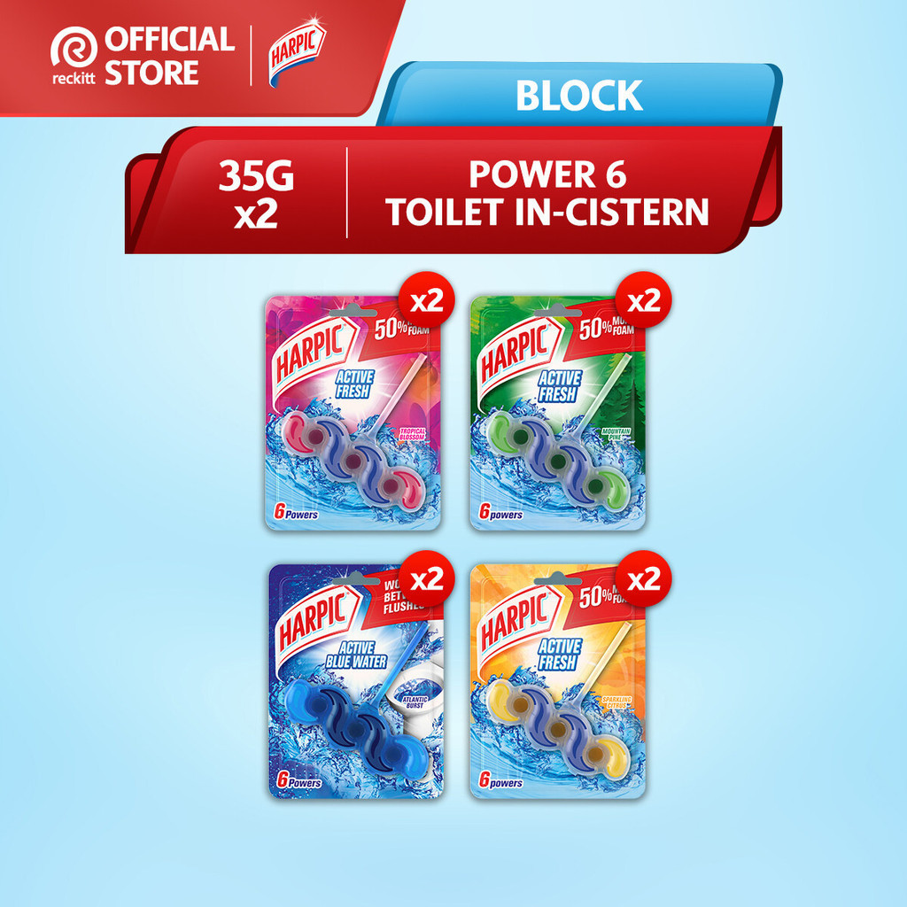 Harpic Fresh Power 6 Toilet In-Cistern Block Cleaner (35g x 2) | Shopee ...