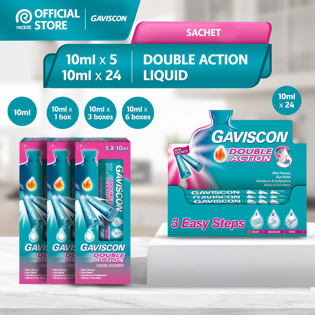Gaviscon Double Action Liquid Sachet 10ml/10ml x5/10ml x15/10ml x30 ...