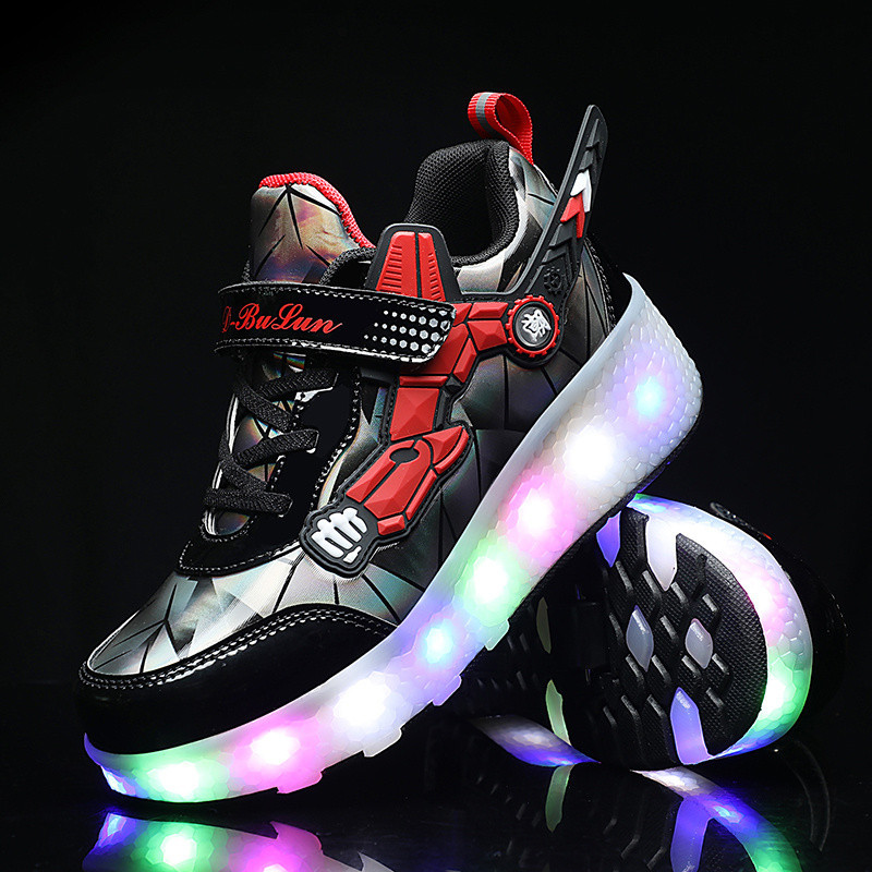 LED Can charge Size 27-43 Kids Led Light Shoes Children Roller Skates ...