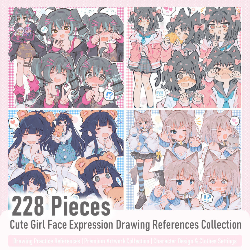 🔥 Drawing References Illustration - Cute Girl Face Expression ...