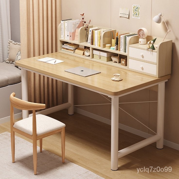 Wooden 120cm Computer Table With Book Shelf Home Office Table ...
