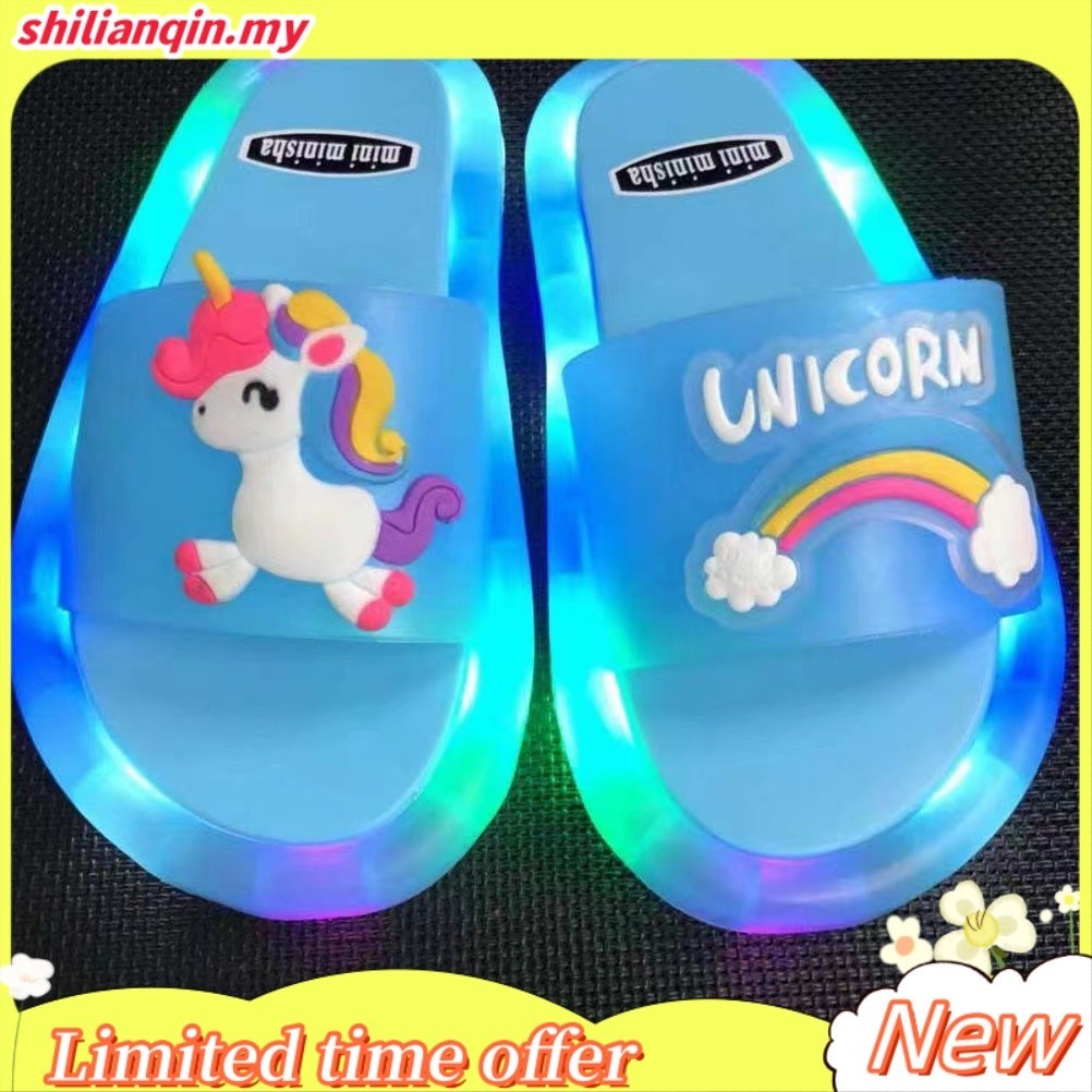 SUGE baby Slippers selipar budak perempuan LED Cute Unicorn Children ...