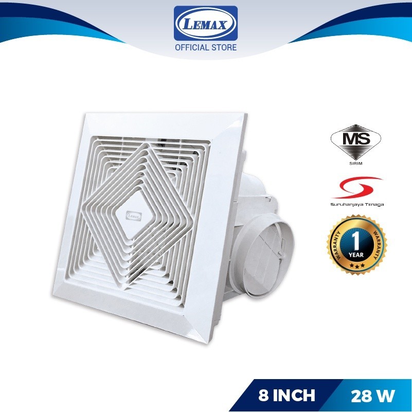 [SIRIM] LEMAX 8" 10" 12" Inch Exhaust Fan Ceiling 100% Copper Tube ...