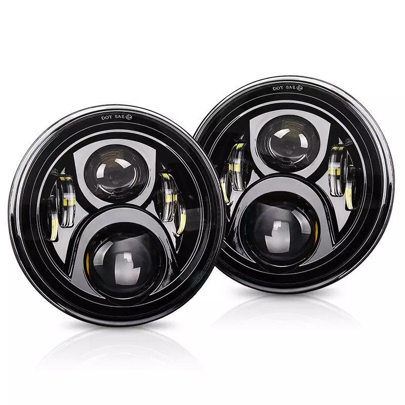 OVOVS Black Housing Round Headlamp With High/Low Beam 7 Inch Led ...