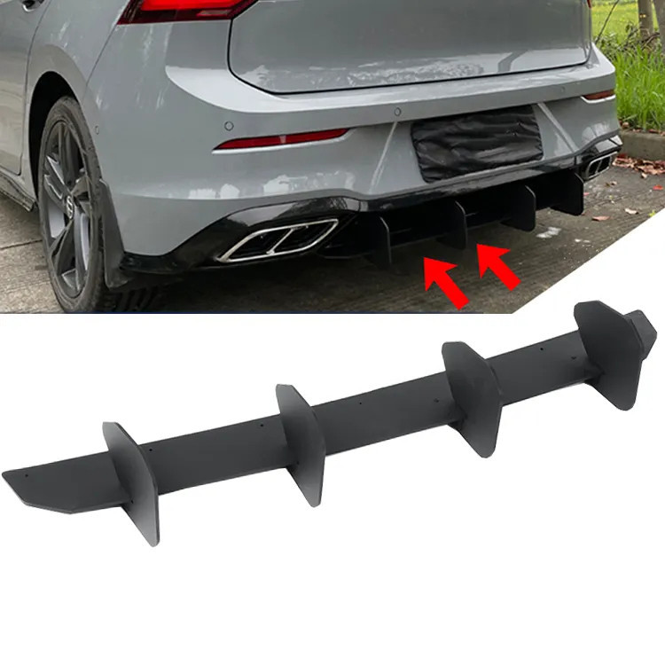 Rear Bumper Diffuser Lip Car Black Skid Guard Shark 4 Fin Boot Splitter ...