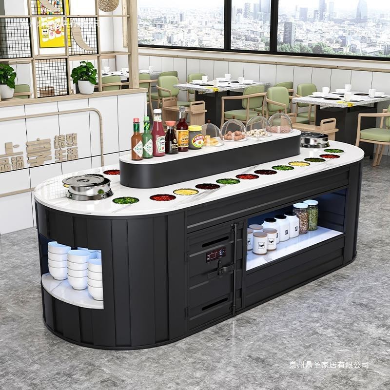 Self-Service Hot Pot Restaurant Seasoning Table Refrigerated Fresh ...
