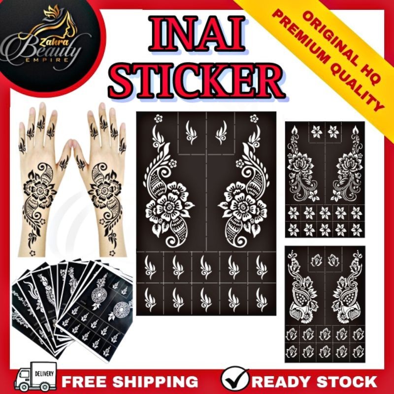 Inai Sticker 1 Piece | Henna Tattoo Stencil | Corak Innai Pengantin ...