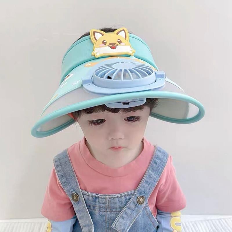 Kid's Sun Hat With Fan Baby Empty Top Boys Hats Girls Cute Cartoon ...